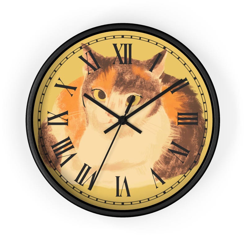 Calico Cat Wall Clock - Neutral Color Charming Cozy Cottage Decor ...