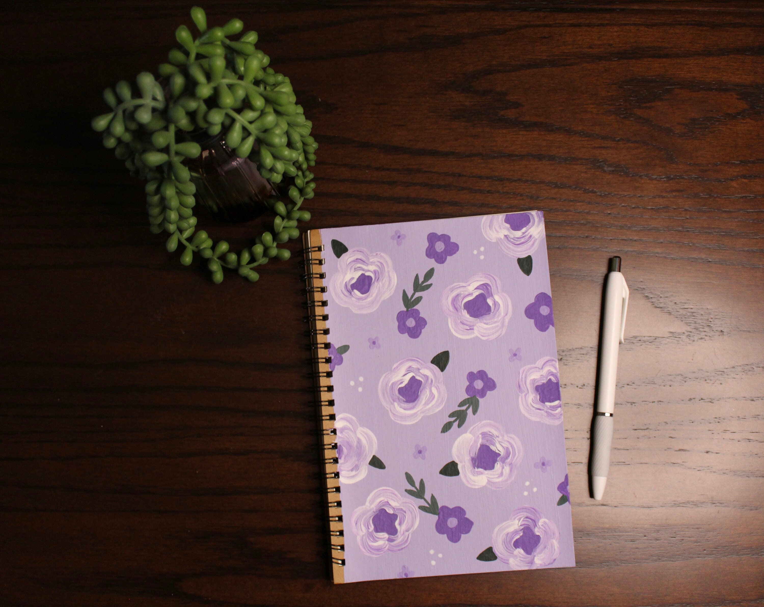 Hand-painted Notebook, Spiral Notebook, Floral Painted Journal, Lined ...