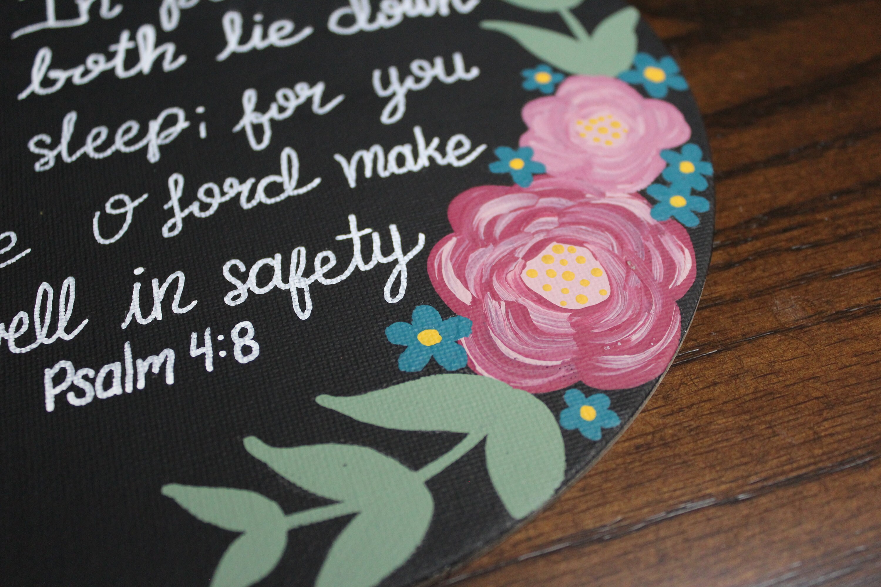 Inspirational Art on Canvas Panel, Bible Verse Art, 8 in Circle Canvas ...