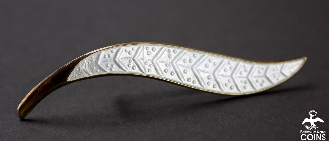 60's Norway Aksel Holmsen Sterling Silver (925) & White Enamel Leaf ...