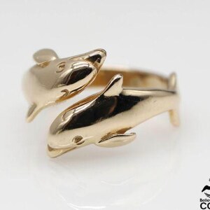 Robert Wyland Edward Sultan Na Hoku 14k Yellow Gold Dolphins Wrap Ring ...