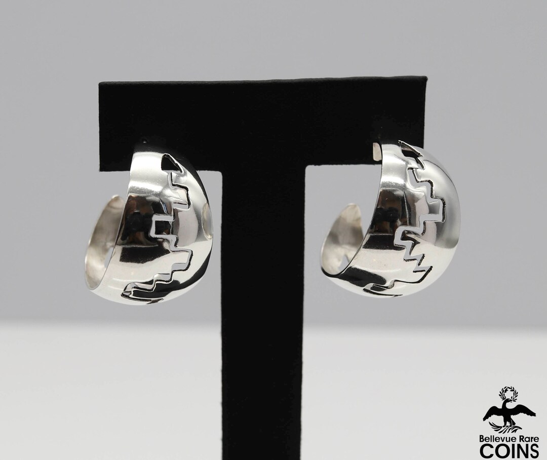 Joe Delgarito Navajo Sterling Silver Adobe Silhouette Hoop Earrings - Etsy