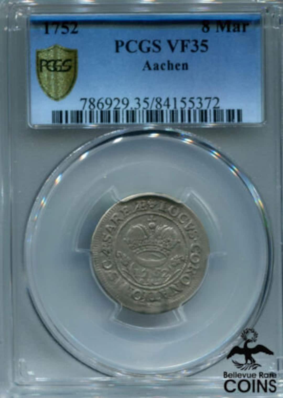 1752 Germany Aachen 8 Mark Silver Coin PCGS Certified VF35 Very Fine KM ...