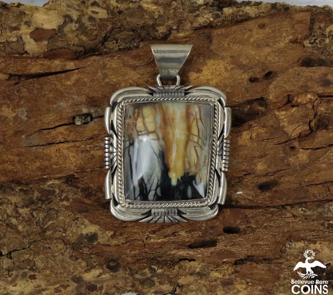 Large Roy Begay Signed Navajo Sterling Silver & Agate Pendant - Etsy