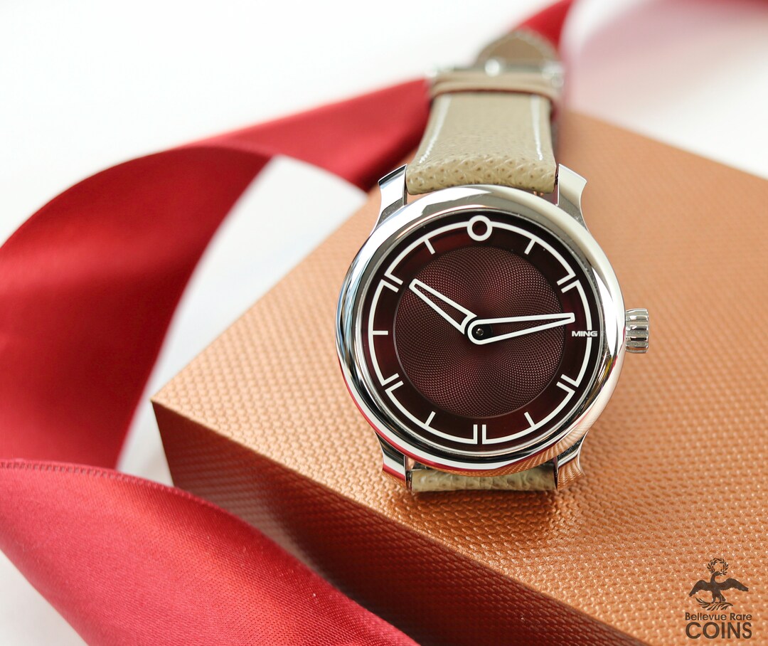 MING 17.09 Automatic Burgundy Dial Men's Watch With Handmade Leather ...