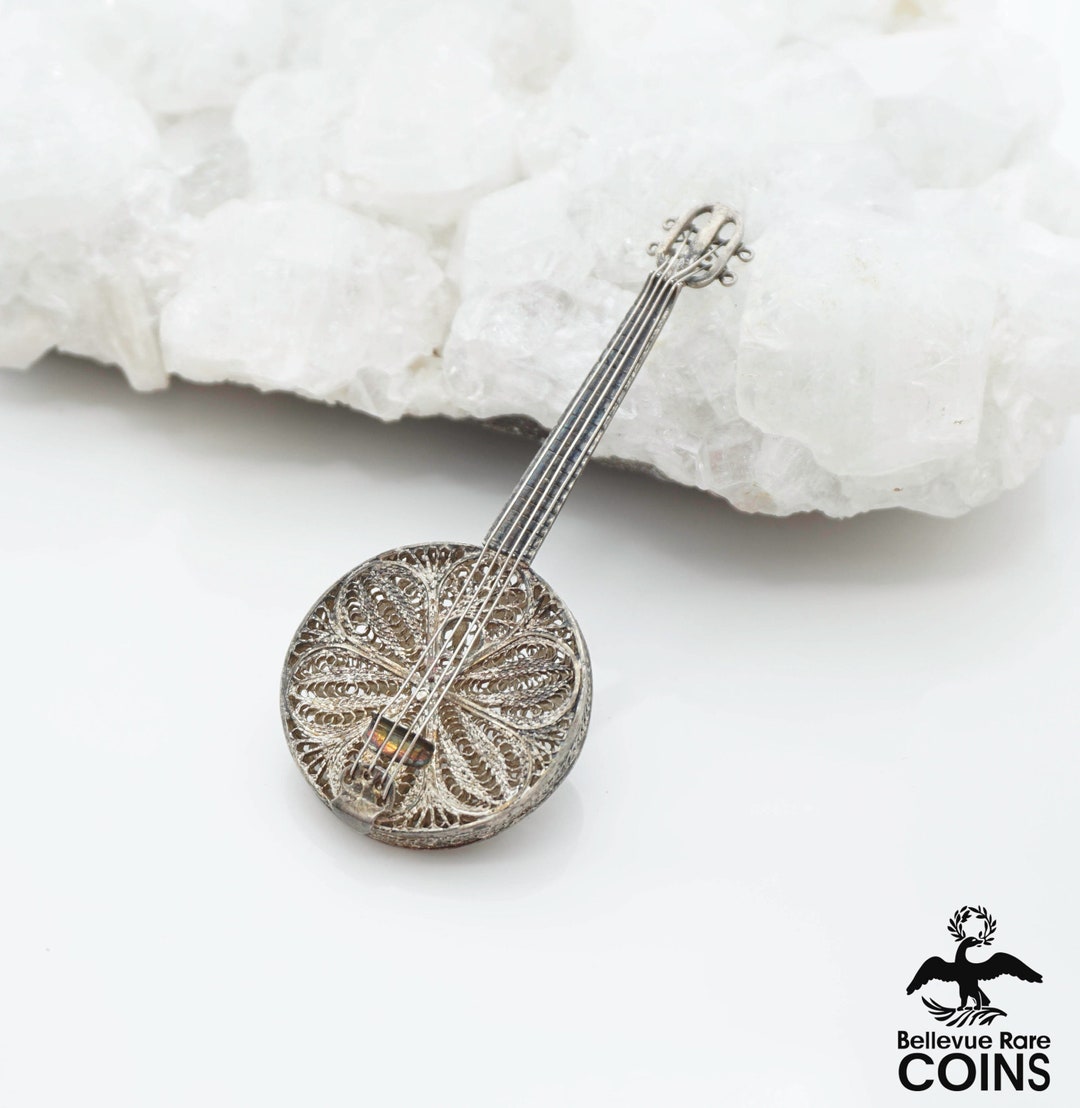 Antique Silver Miniature Handcrafted Filigree Guitar Banjo Mandolin ...