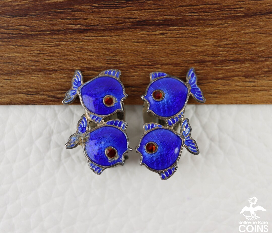 Volmer Bahner Denmark Sterling Silver Blue Fish Clip on Earrings - Etsy
