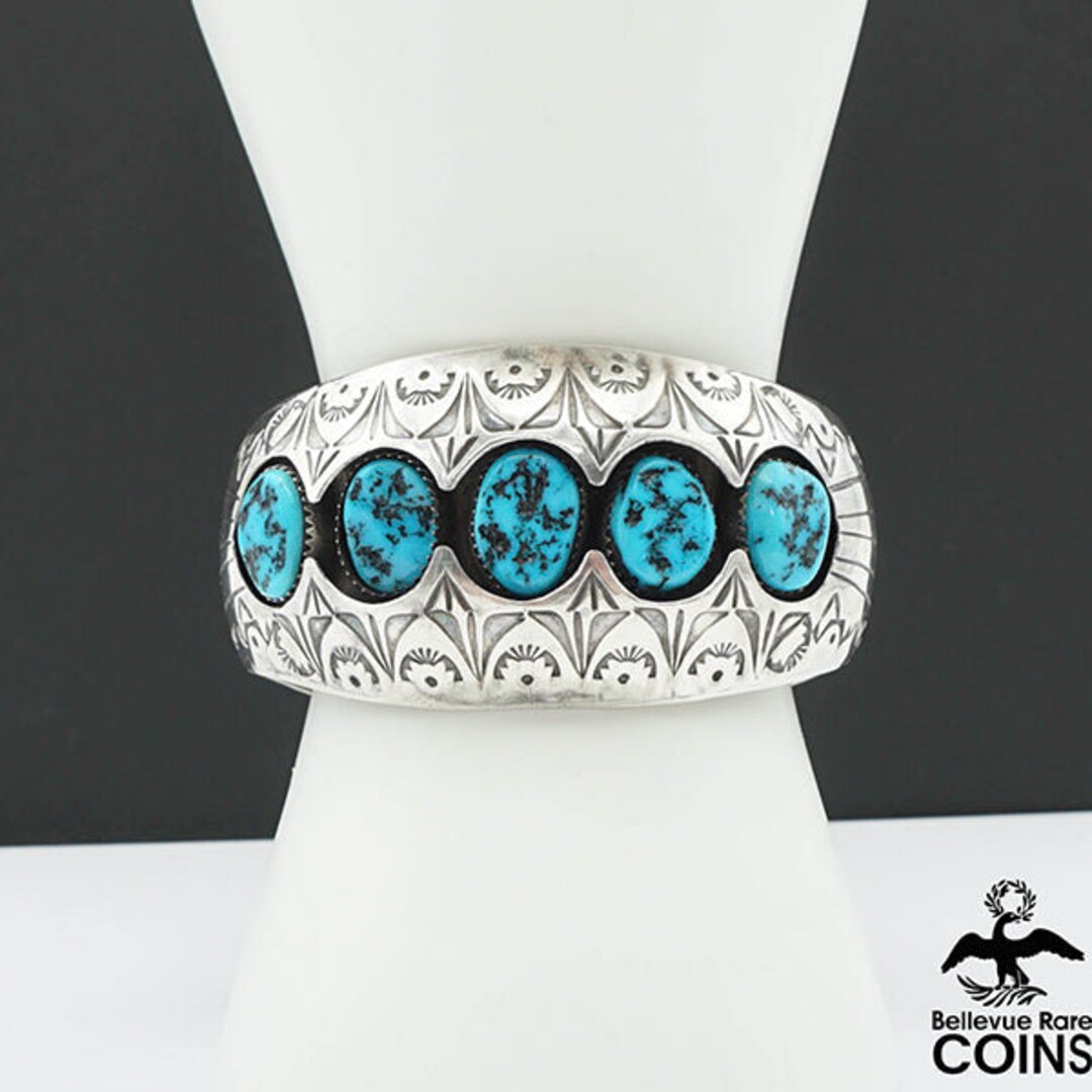 Native Pamela Benally Navajo Sterling Silver Turquoise Etched Cuff ...