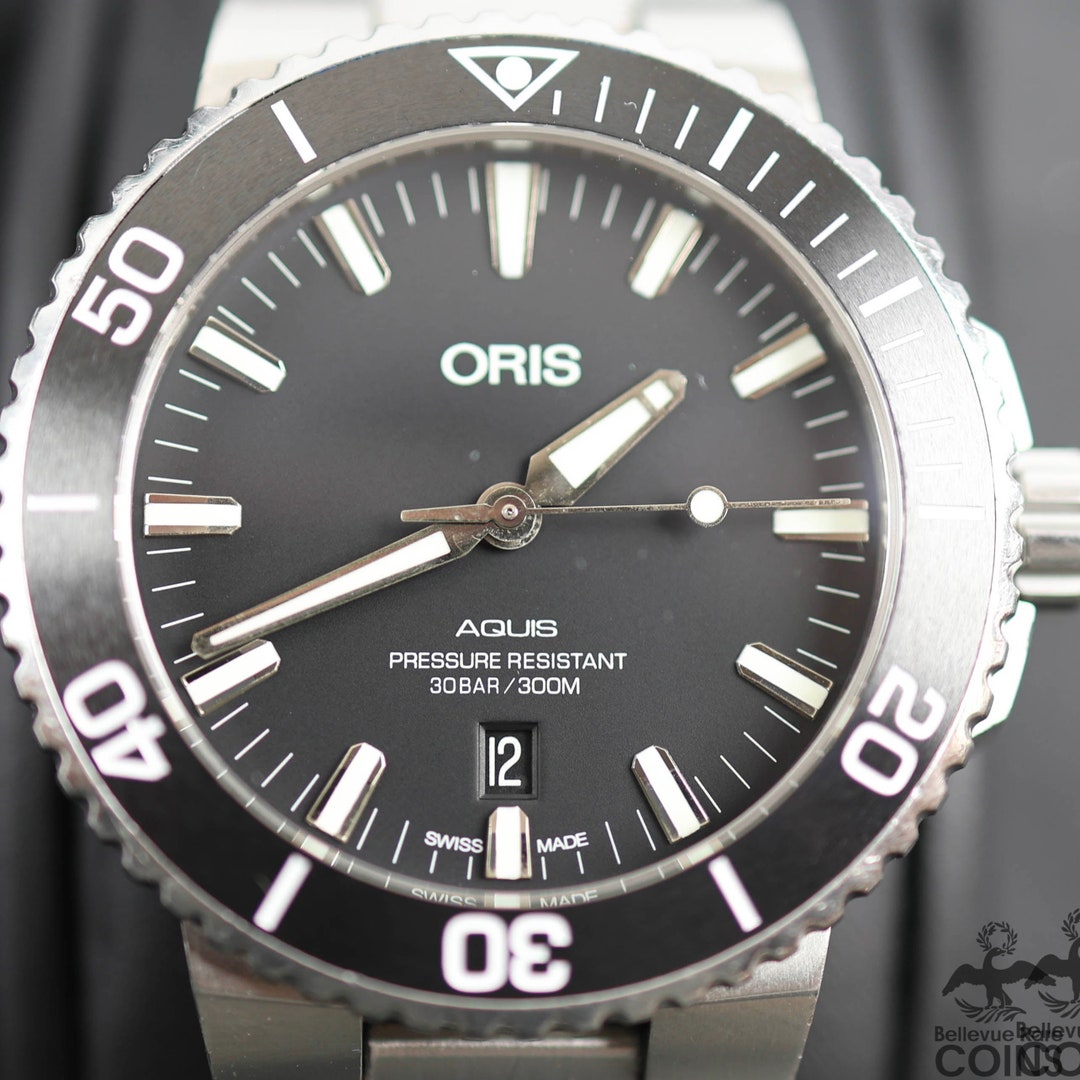 Oris Aquis Automatic Black Dial Stainless Steel Men's Watch W/ Box 7730 ...