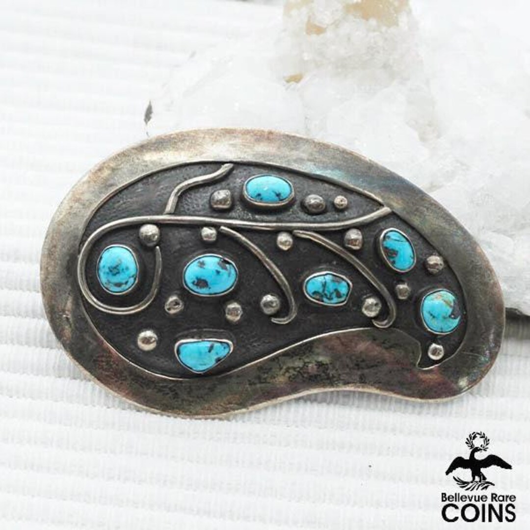 Native Navajo Joe Begay Forged Sterling Silver & Turquoise Pepper ...