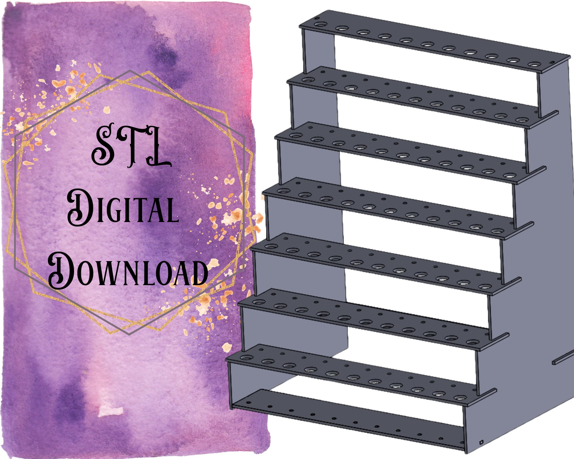 Pen Display Stand STL Download – 7-tier, 77-pen Capacity (.ZIP File) - Etsy