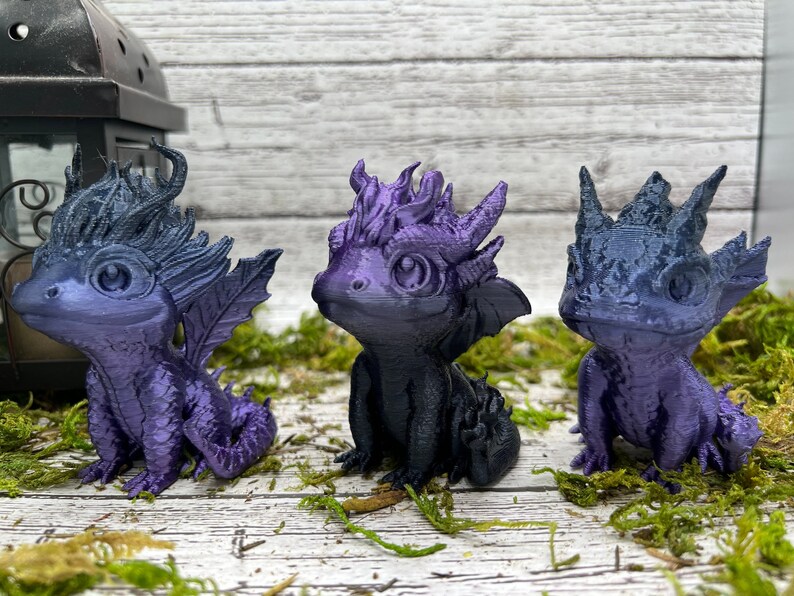 Baby Elemental Dragons - 3D Printed - Leaf, Stone, Fire - Add on Eggs ...