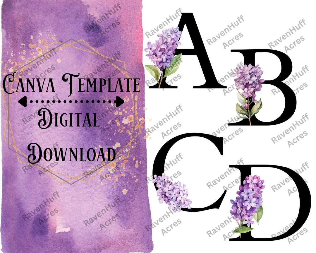 Lilac Letters Digital File - for Use in Canva - Etsy