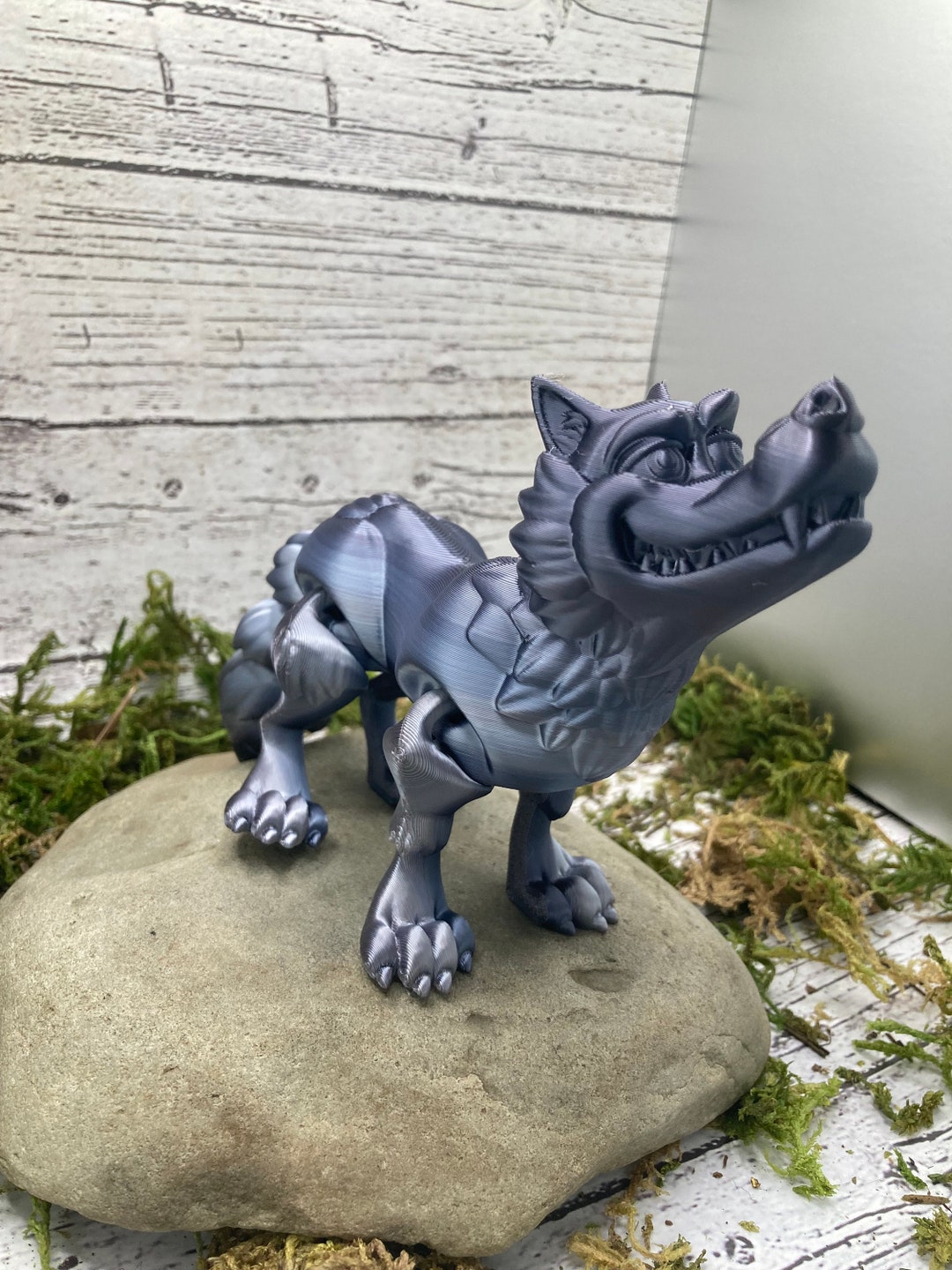 3D Printed, Articulated Wolf - Toothy Grin! - Etsy