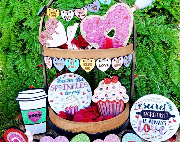 Sweet Love Valentines Day Tiered Tray Decor, Conversation Hearts ...