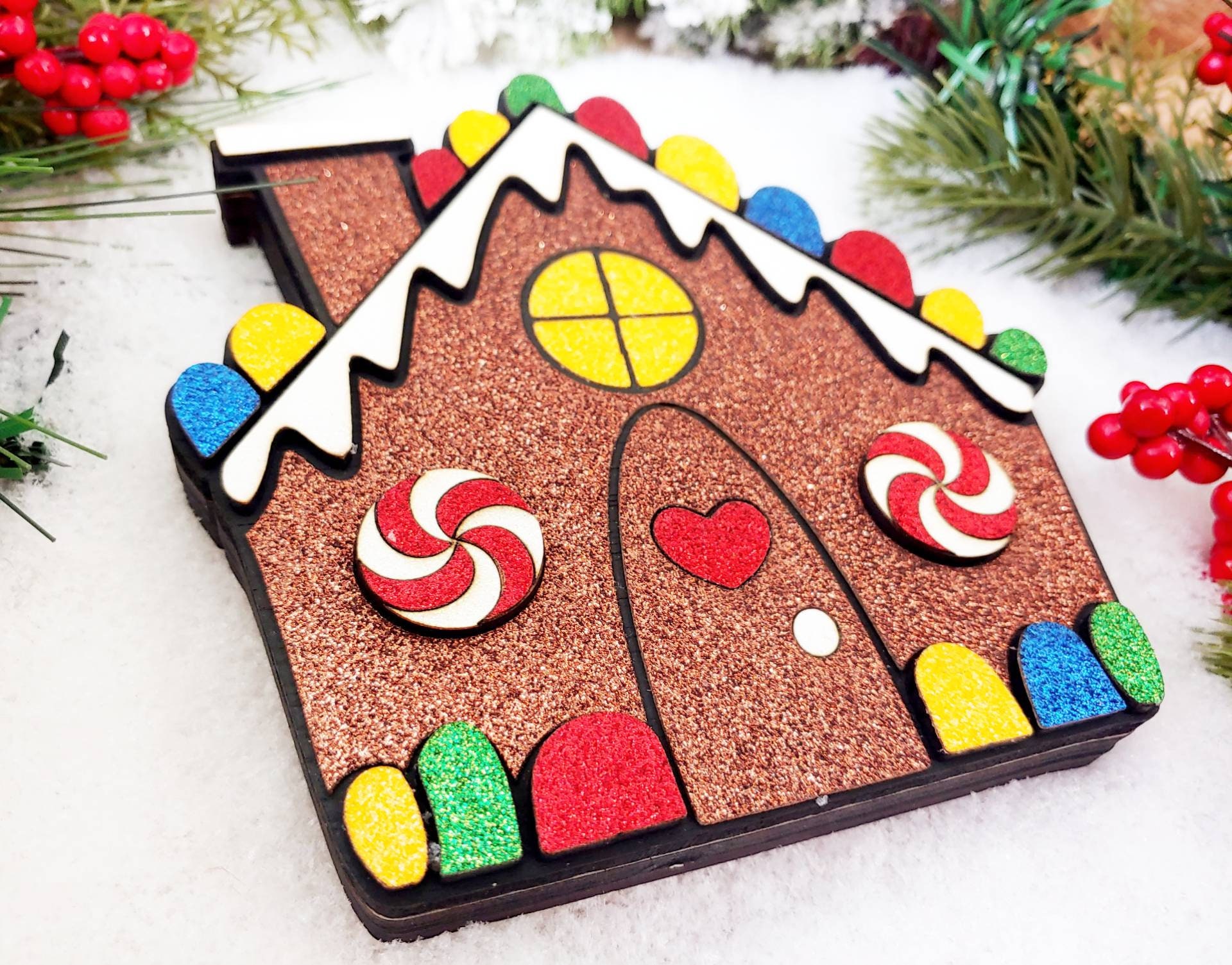 Glittery Gingerbread Theme Tiered Tray Gingerbread House | Etsy