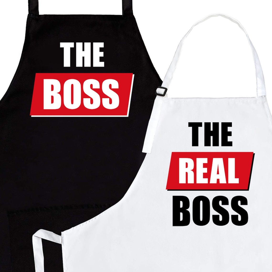 The Boss and Real Boss His & Hers Aprons for Couples | Etsy