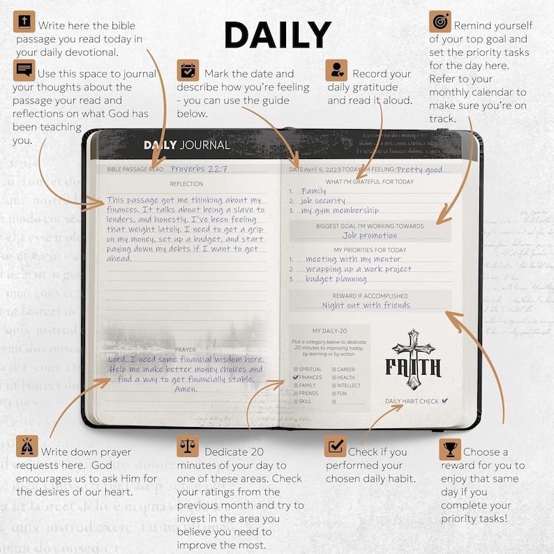 Prazoli Christian Bible Prayer Journal for Men 3-month Refill - Study ...