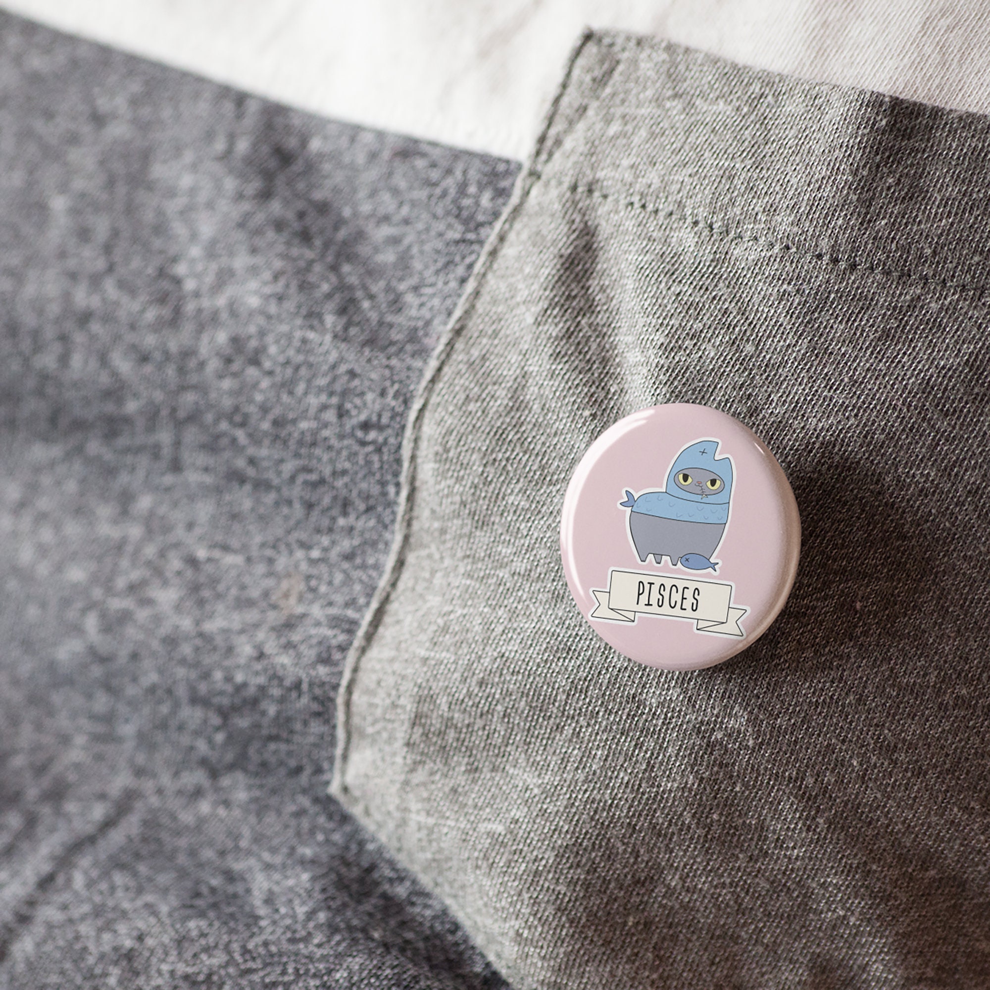 Pisces Zodiac Cat Pin, Astrology Gift - Etsy
