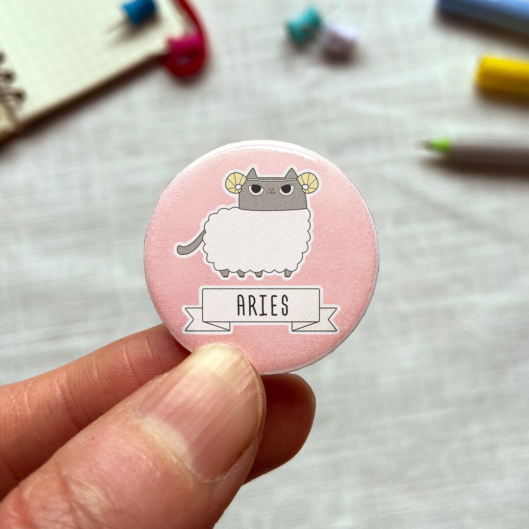 Zodiac Aries Cat Pin - Cute Zodiac Cat Pin - Cute Astrology Pin - Cat ...