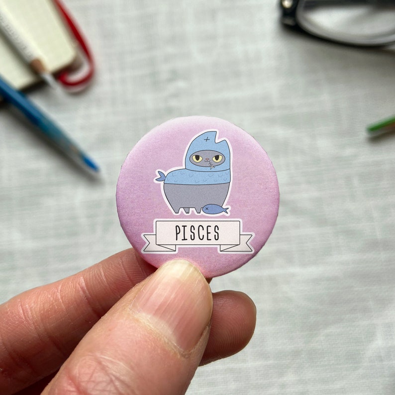 Pisces Zodiac Cat Pin, Astrology Gift - Etsy
