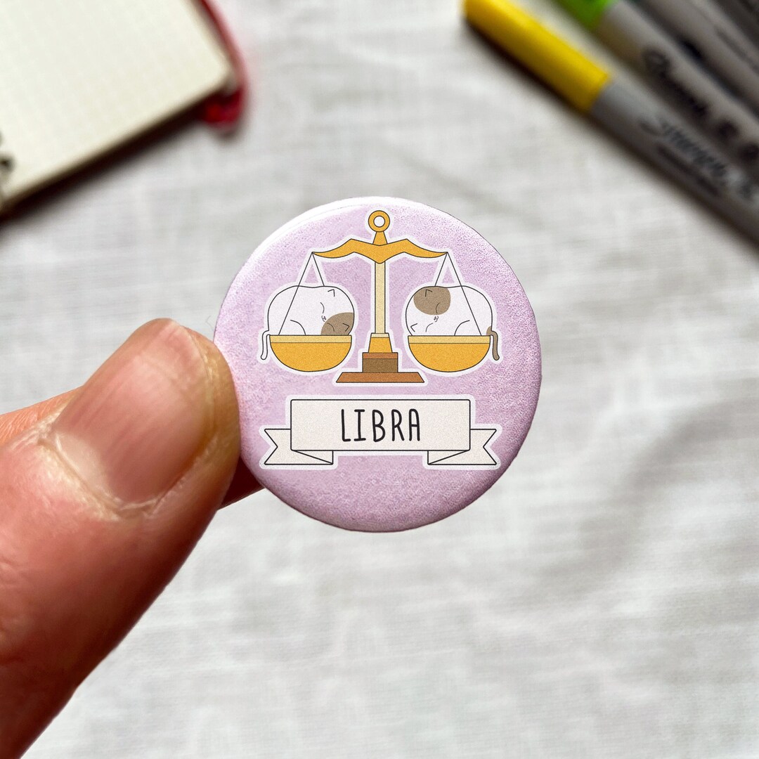 Zodiac Libra Cat Pin - Astrology Cat Pin - Cute Zodiac Cat Pin - Libra ...