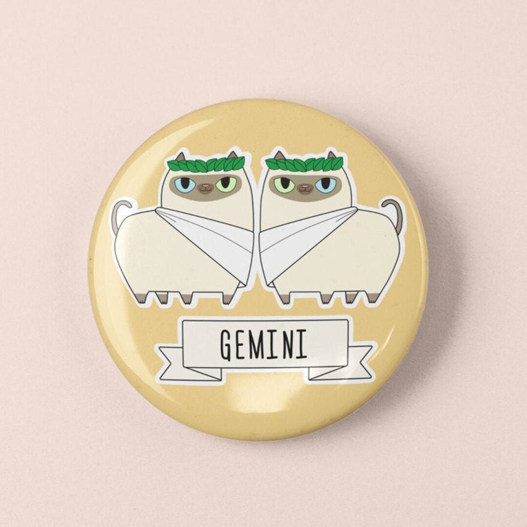 Gemini Cat, Cute Gift for Gemini, Zodiac Gemini Pin, Horoscope Gemini ...