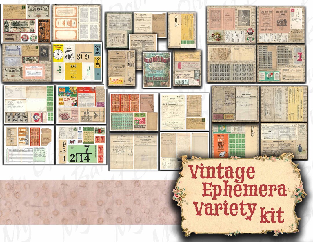 Vintage Ephemera Variety Kit, Digital Download, Huge Lot of Ephemera ...