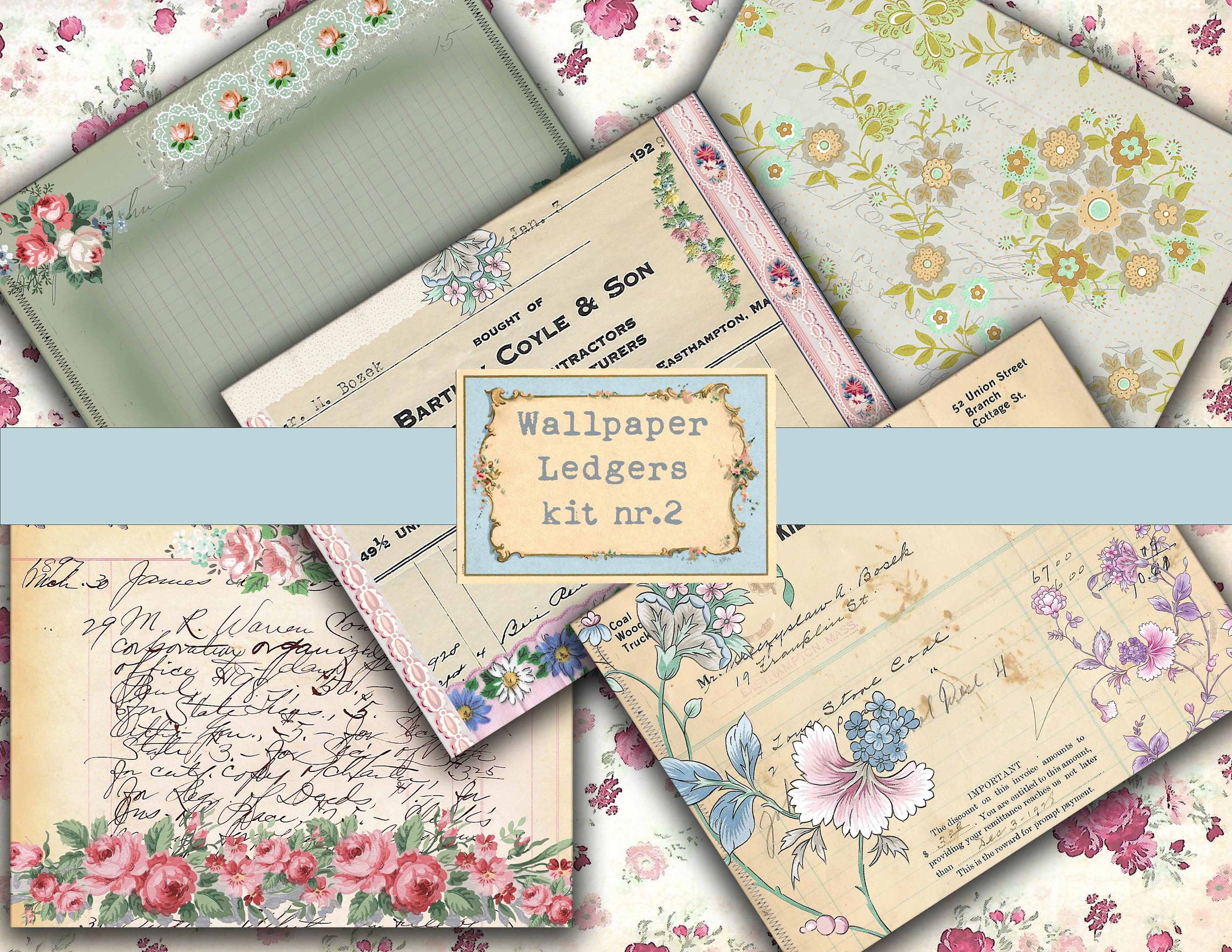 Wallpaper Ledgers Kit 2 Ledger Digital Download Vintage - Etsy