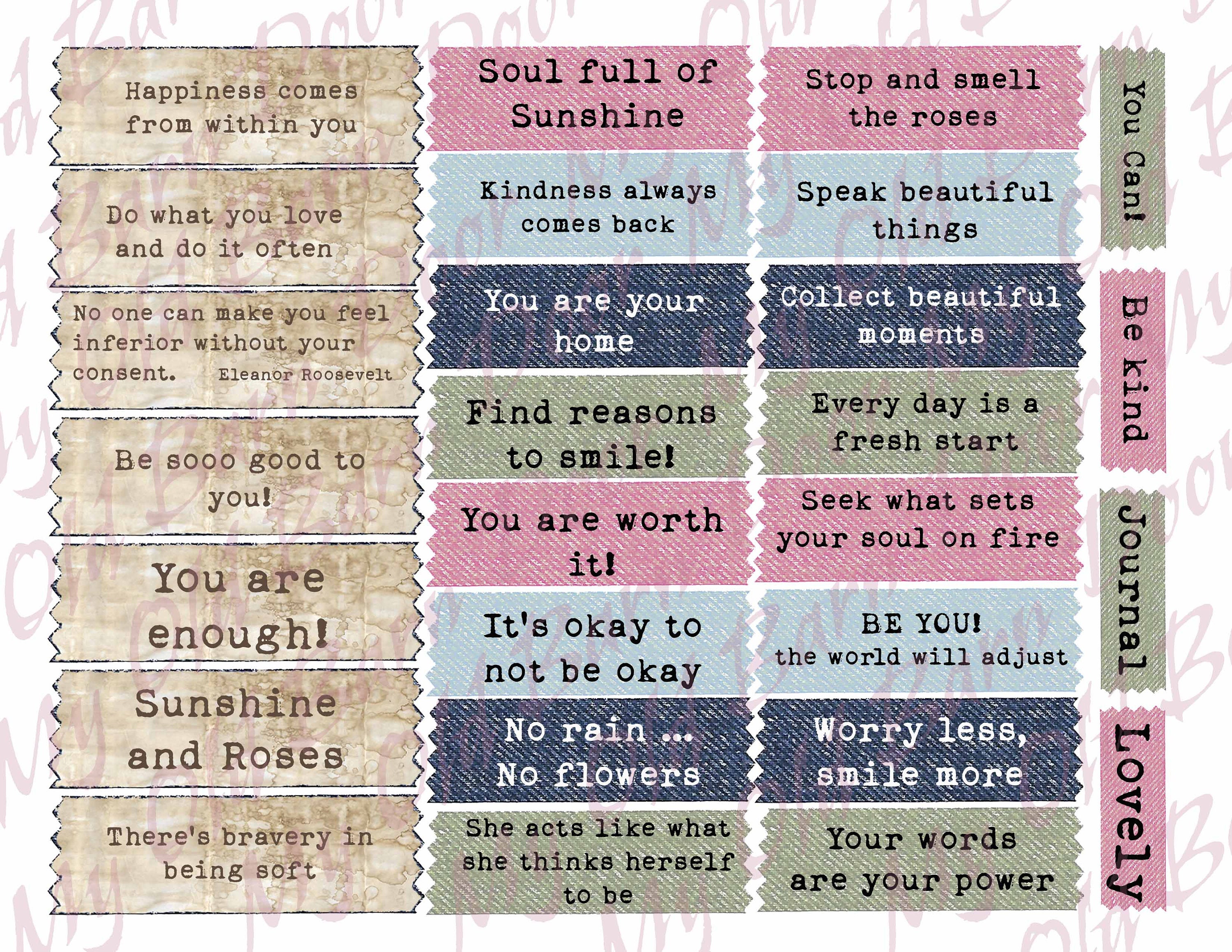 Words & Phrases on Denim Digital Download in Light Blue Pink - Etsy