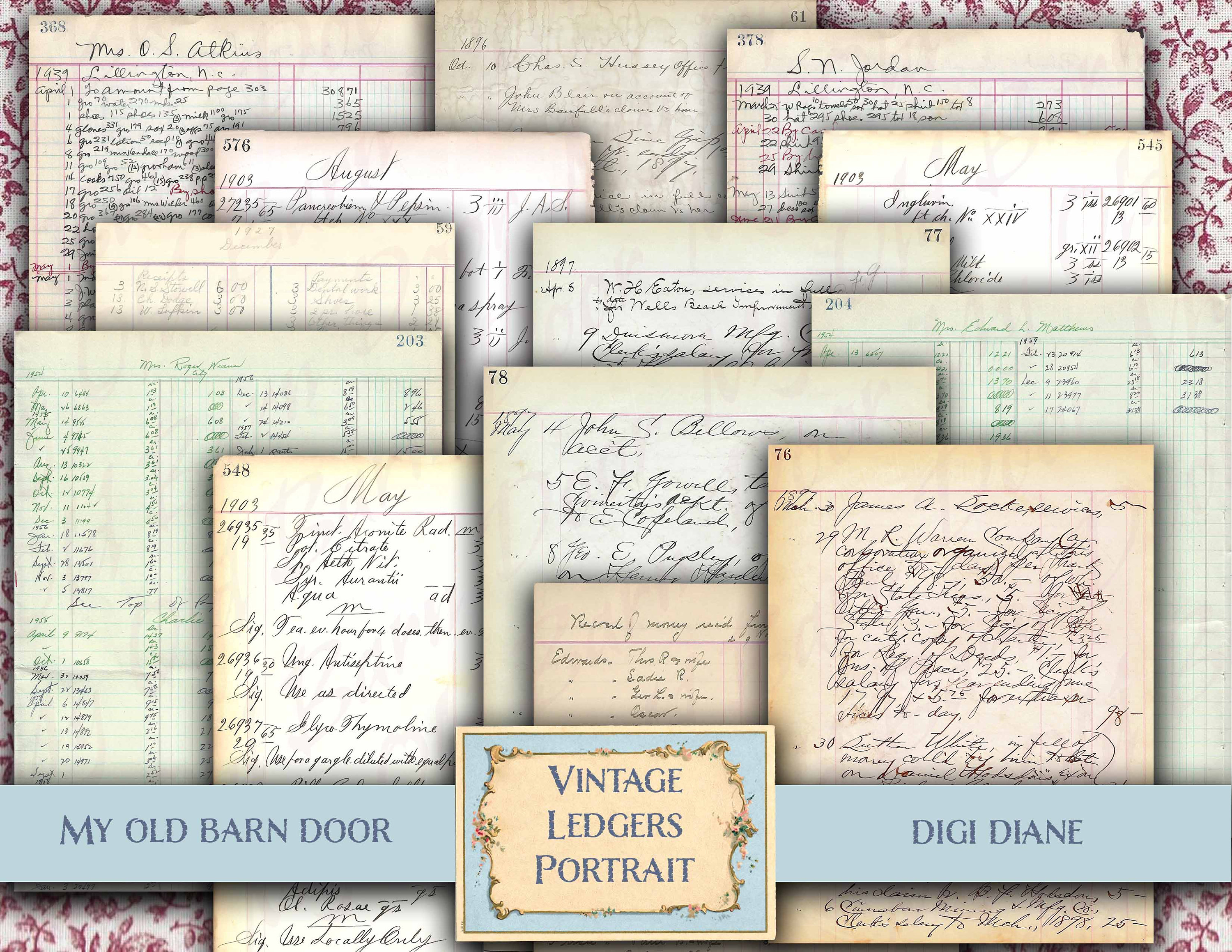 Vintage Ledgers Portrait Digital Download Ledger Paper - Etsy