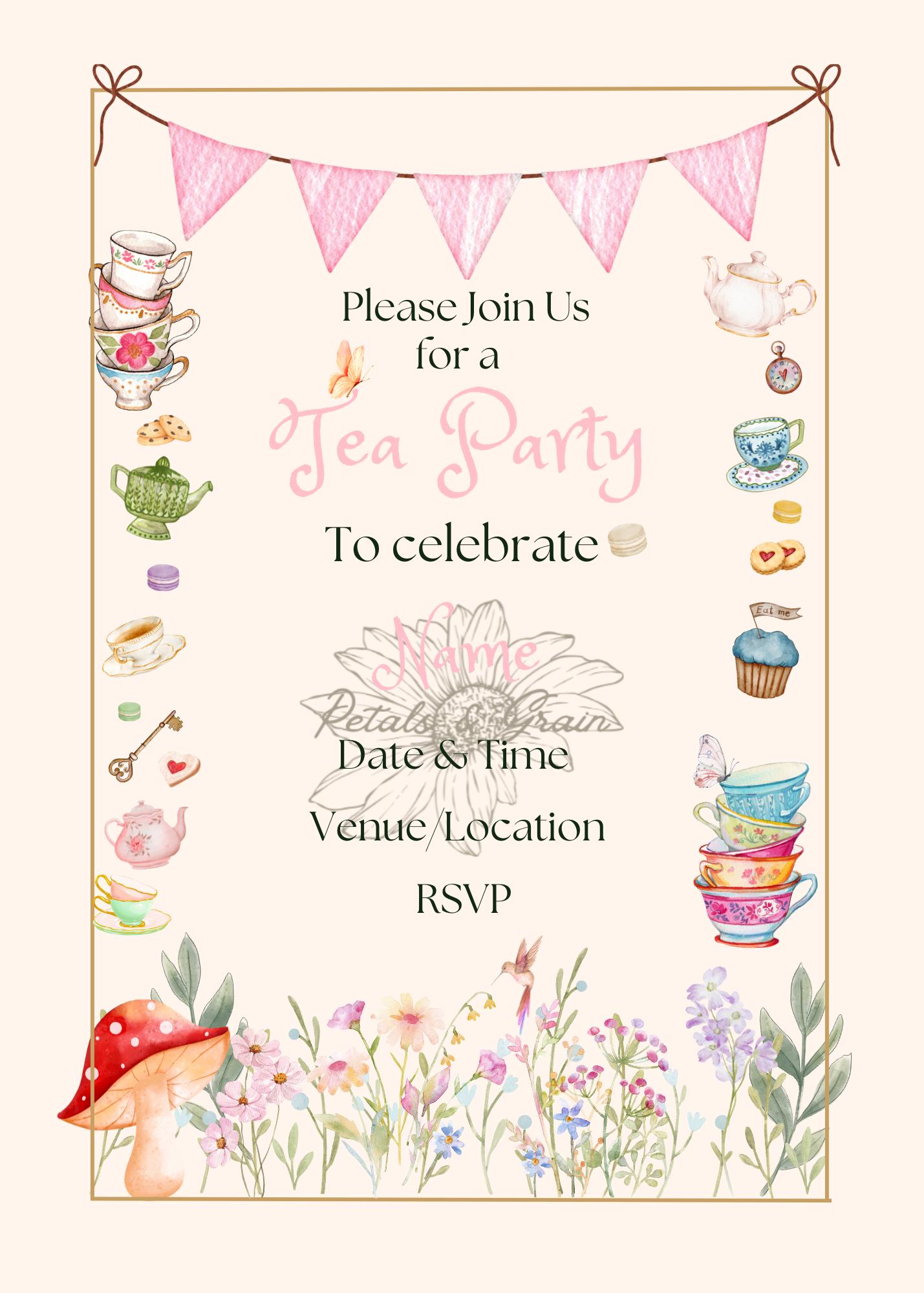 Tea Party Invitation Editable - Etsy