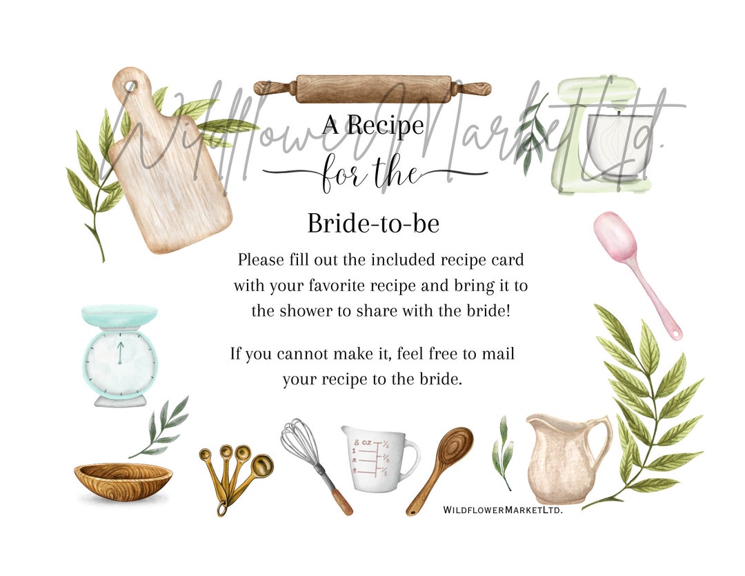 Recipe for the Bride Bridal Shower - Etsy