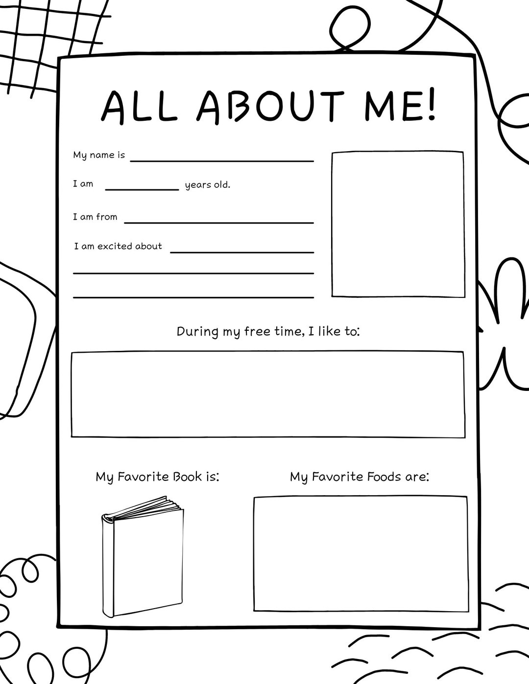 All About Me Worksheet Student Activity Teacher Classroom - Etsy