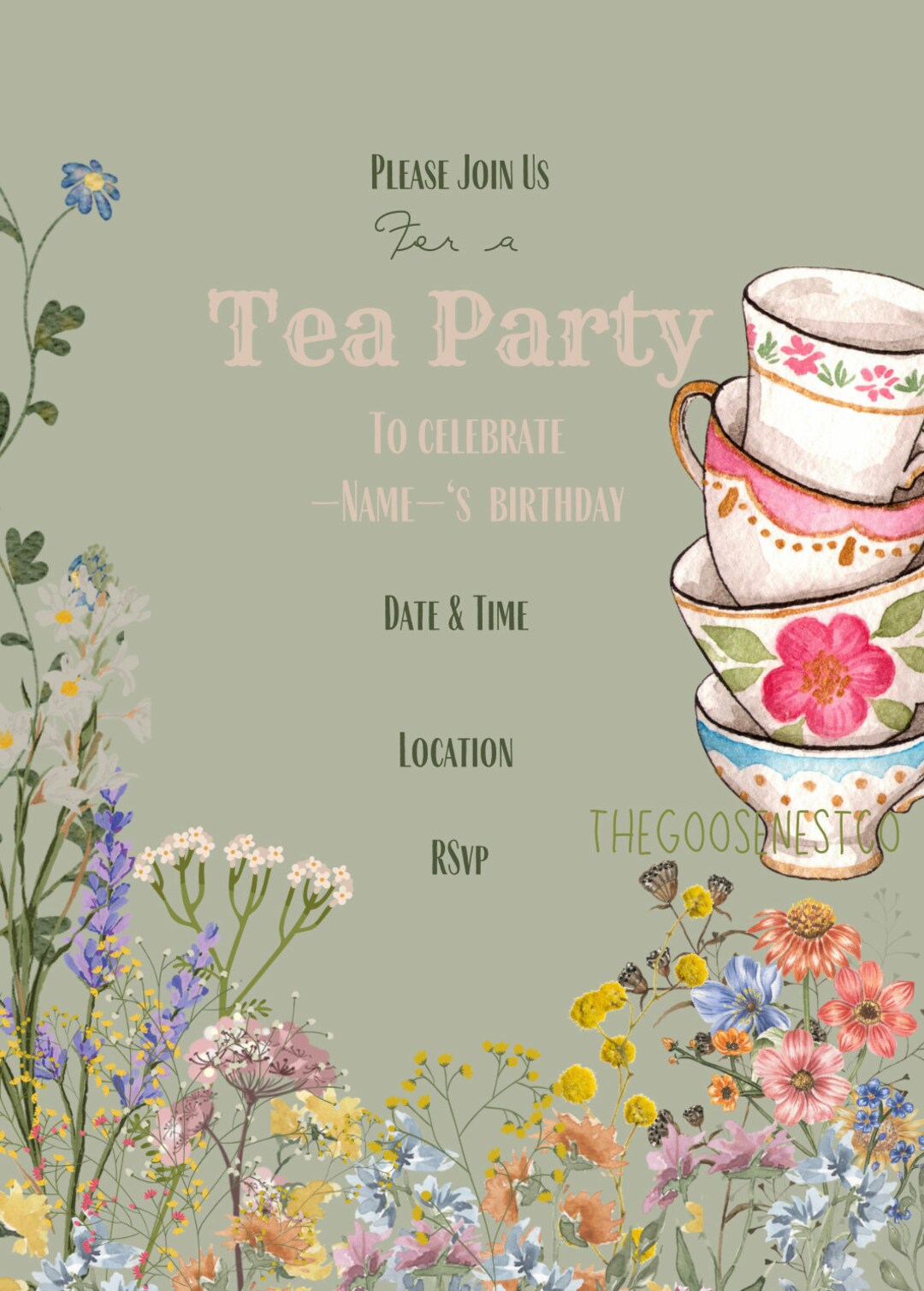 Customized Party Invitation, Tea Party Invitation - Etsy