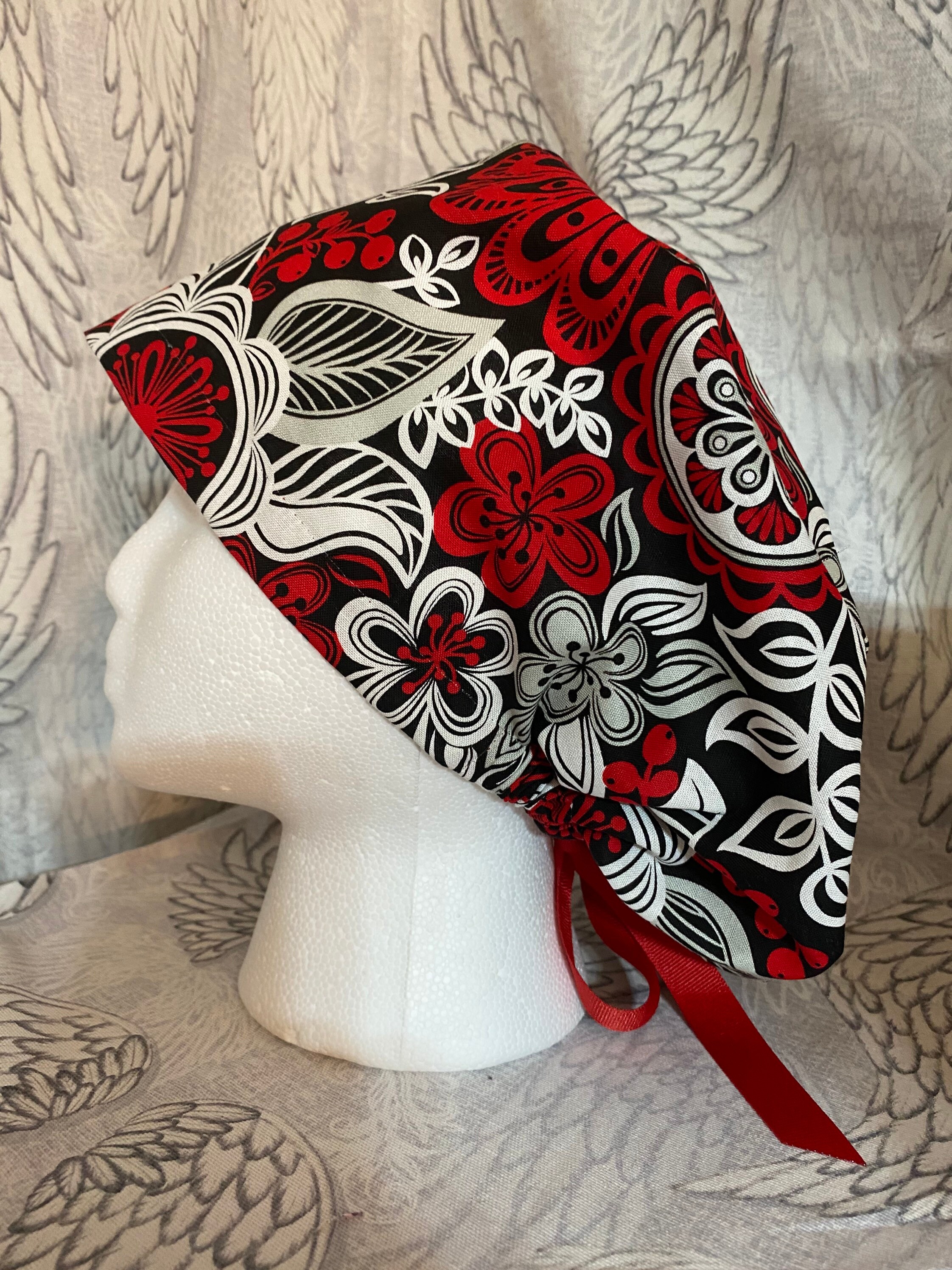 Surgical Scrub Hat Mask or Set. Red and Black | Etsy