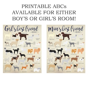 Printable ABC Dog Breeds, Alphabet Dogs, Nursery Prints, Toddler Room ...