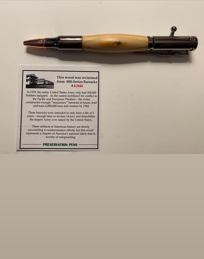 Fort Bragg WWII Barracks Wood Bolt Action Pen | Etsy