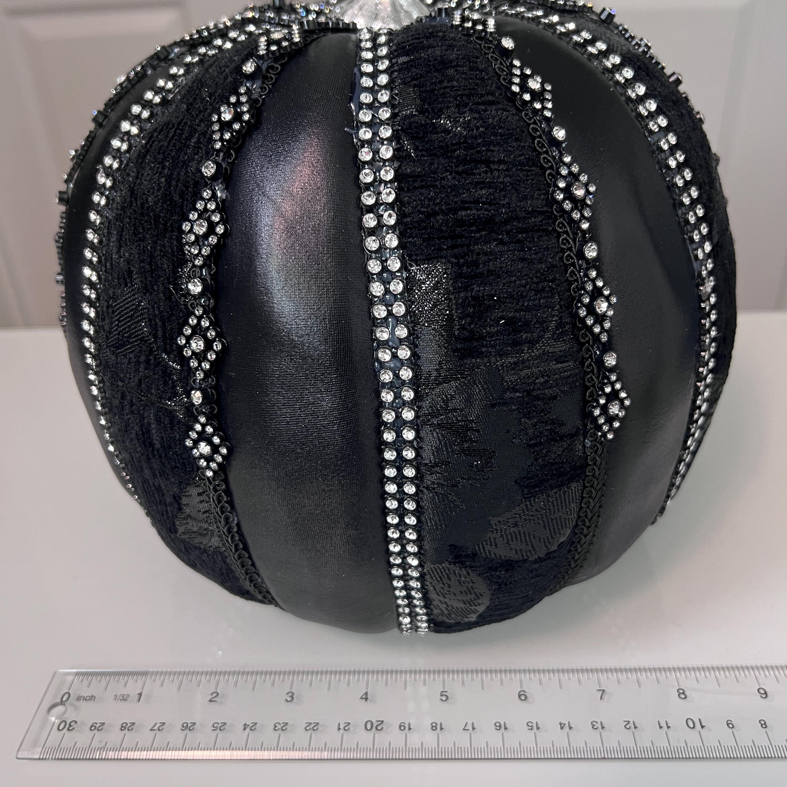 Goth Glam Pumpkin, Embellished Pumpkin, Black and Silver Decorated ...