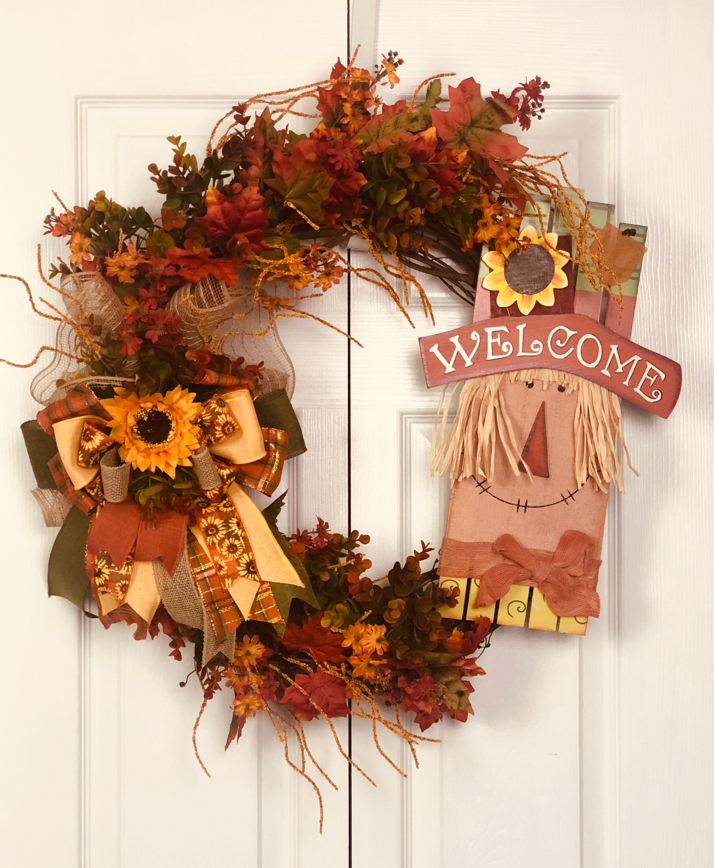 Welcome Fall Scarecrow Fall Sunflower Grapevine - Etsy