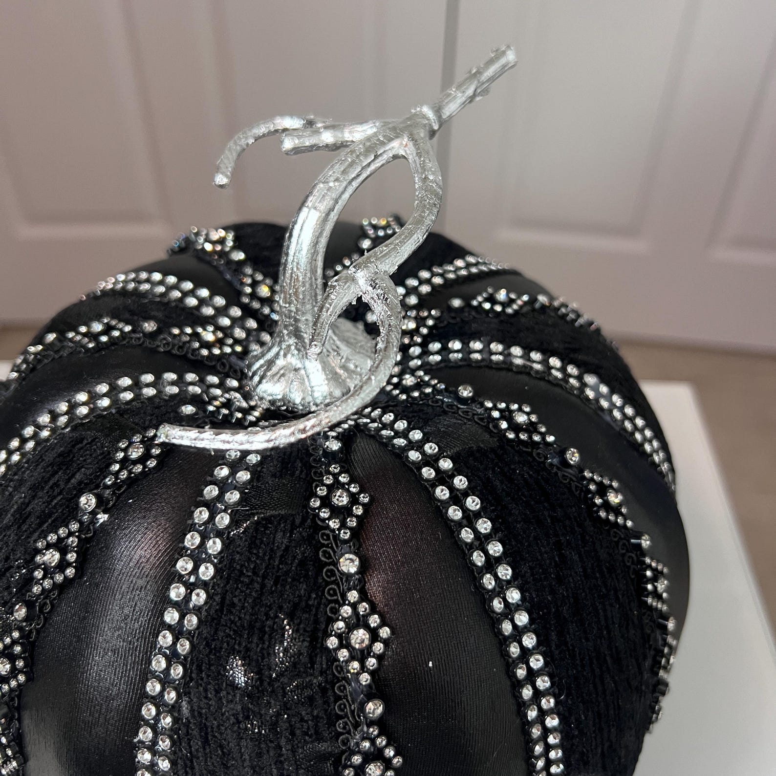 Goth Glam Pumpkin, Embellished Pumpkin, Black and Silver Decorated ...