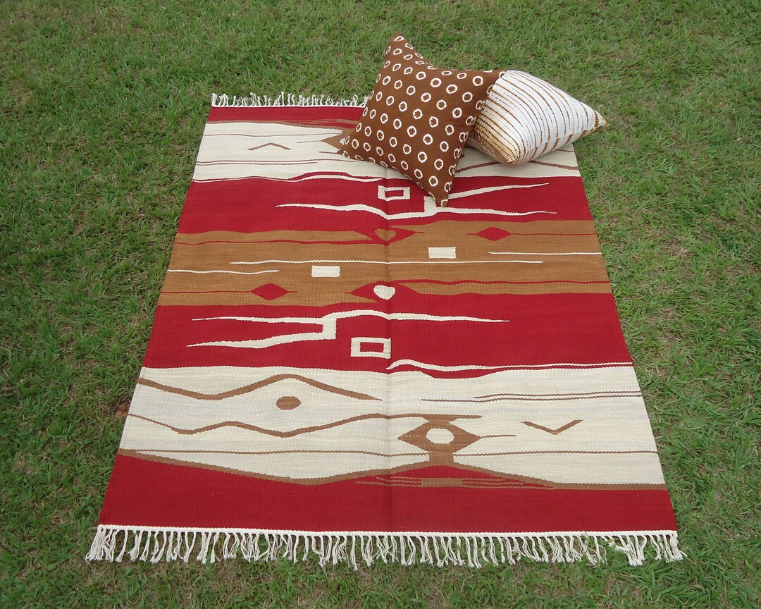 African Mudcloth Area Rug Mudcloth Cotton Rug Handwoven Cotton Rug ...