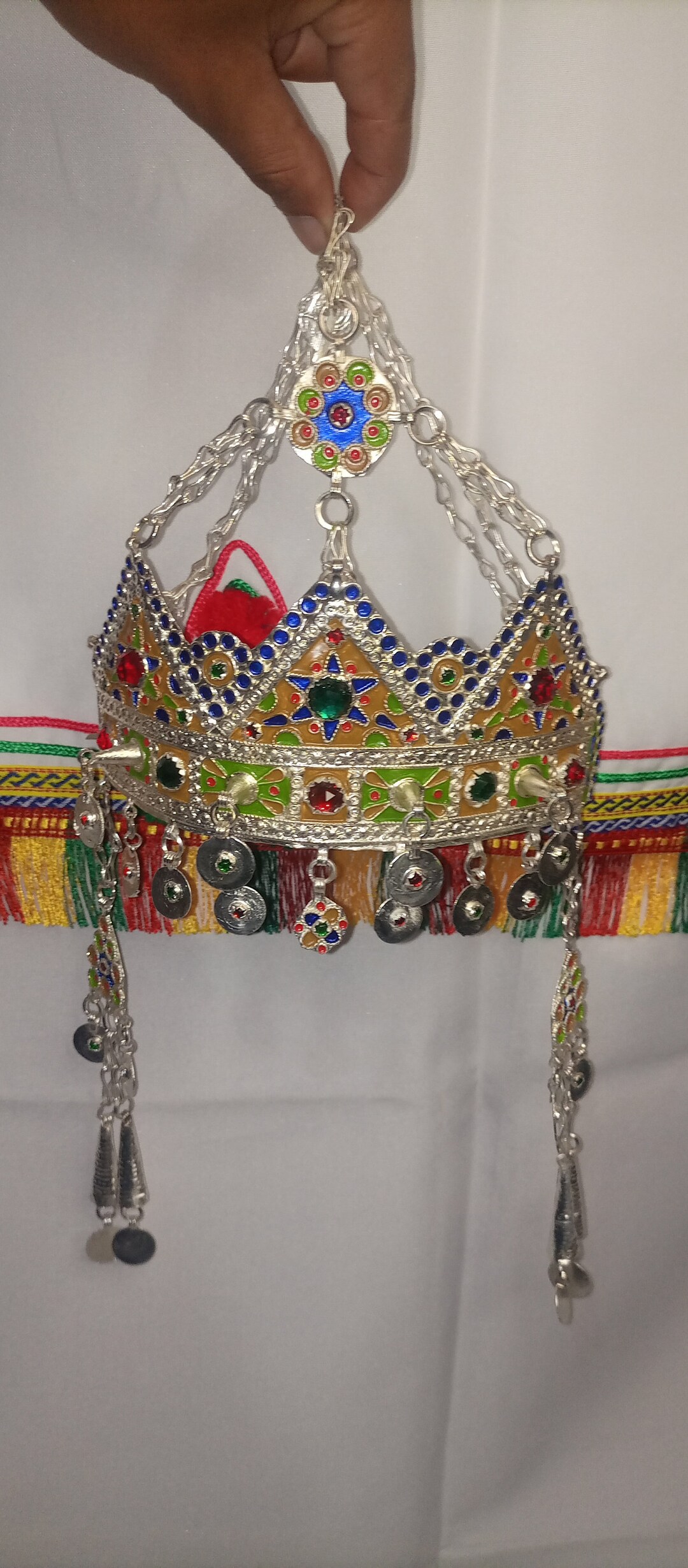Ethnic Amazigh Enamelled Tiara Head Jewelry, Tawnza Amazighia De Sousse ...