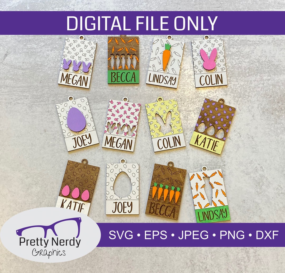 Easter Name Tags Svg, Glowforge Svg, Laser Svg, Easter Basket, Custom ...