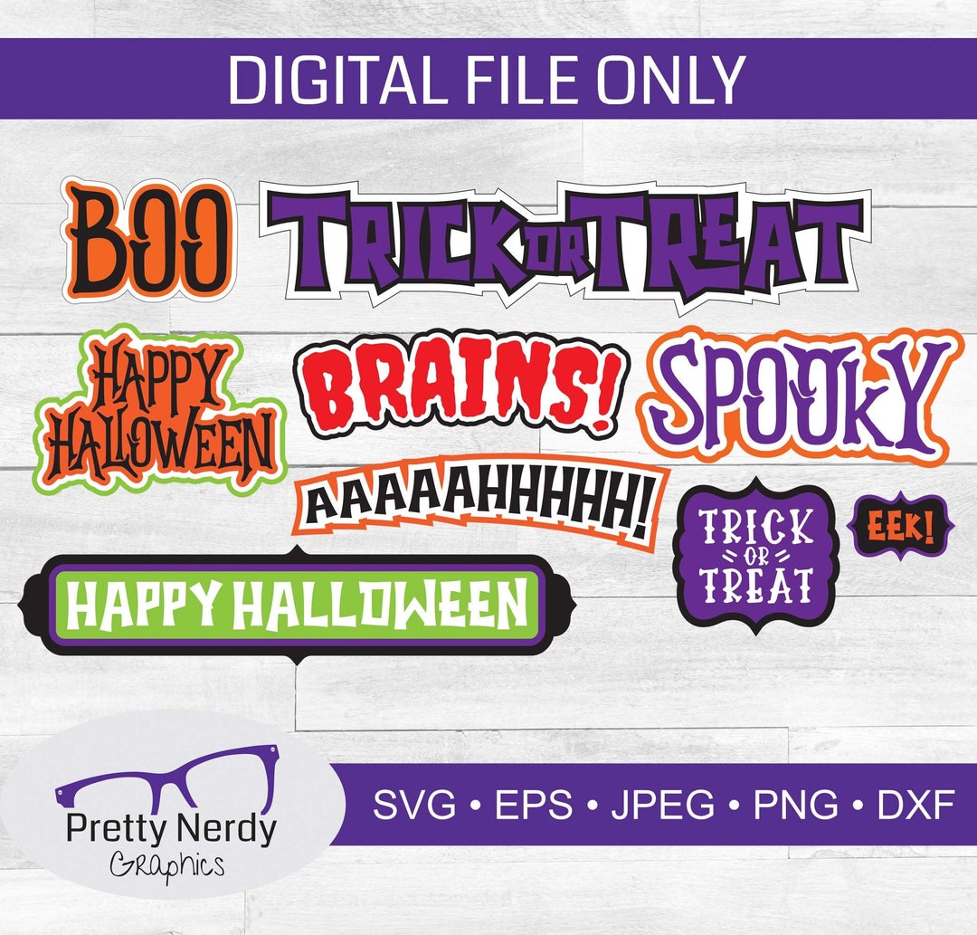 Halloween Words Set, Laser Cut File, Vinyl Cut File, Halloween Svg ...