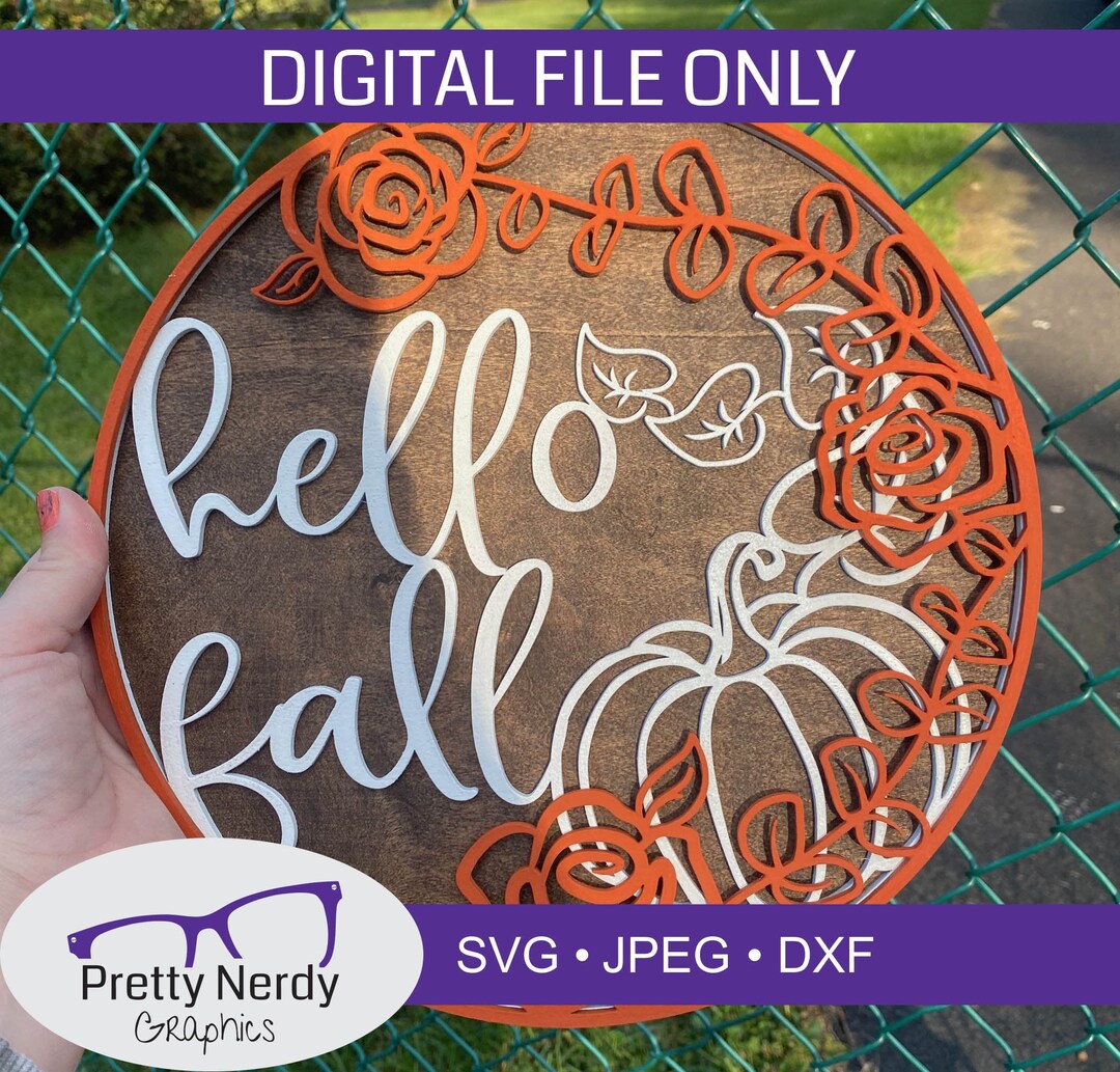 Hello Fall Wood Sign Svg, Glowforge Svg, Laser Svg - Etsy