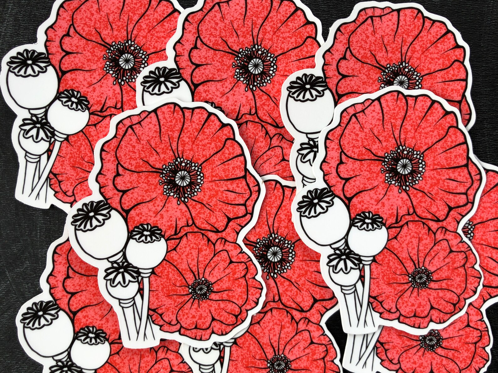 Poppy Sticker Flower Vinyl Sticker Flower Sticker Red Poppy - Etsy