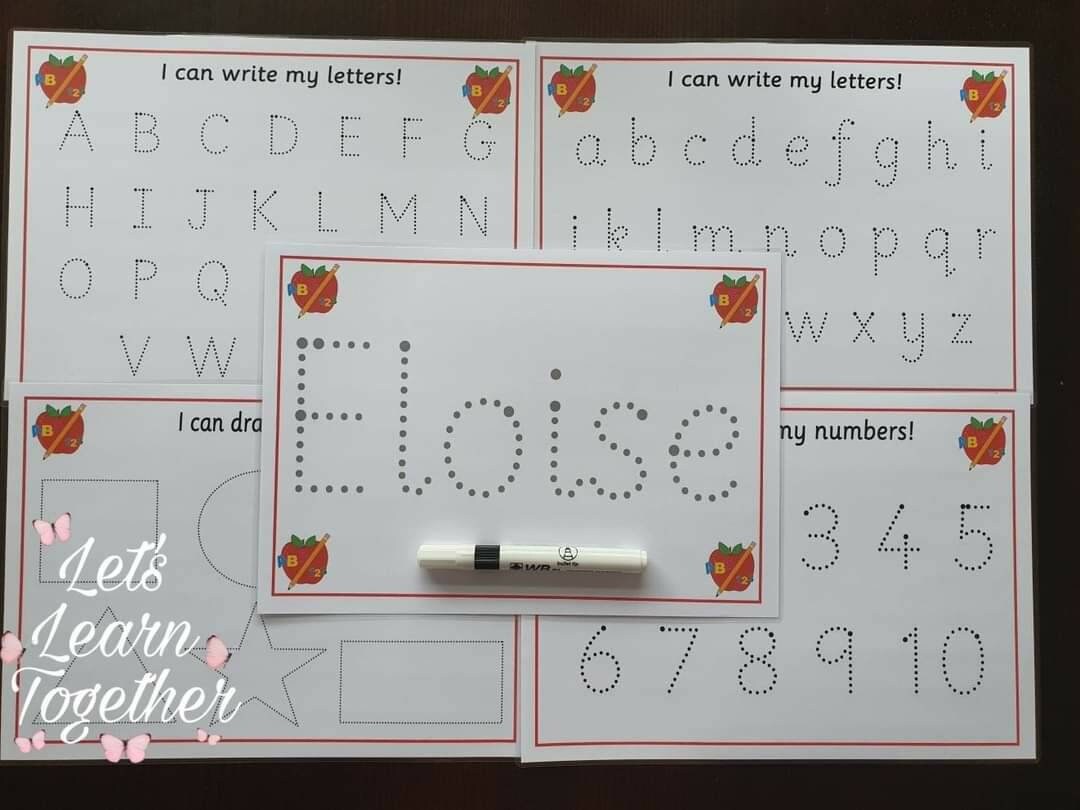 Alphabet Upper and Lowercase Name Number & Shape Writing - Etsy