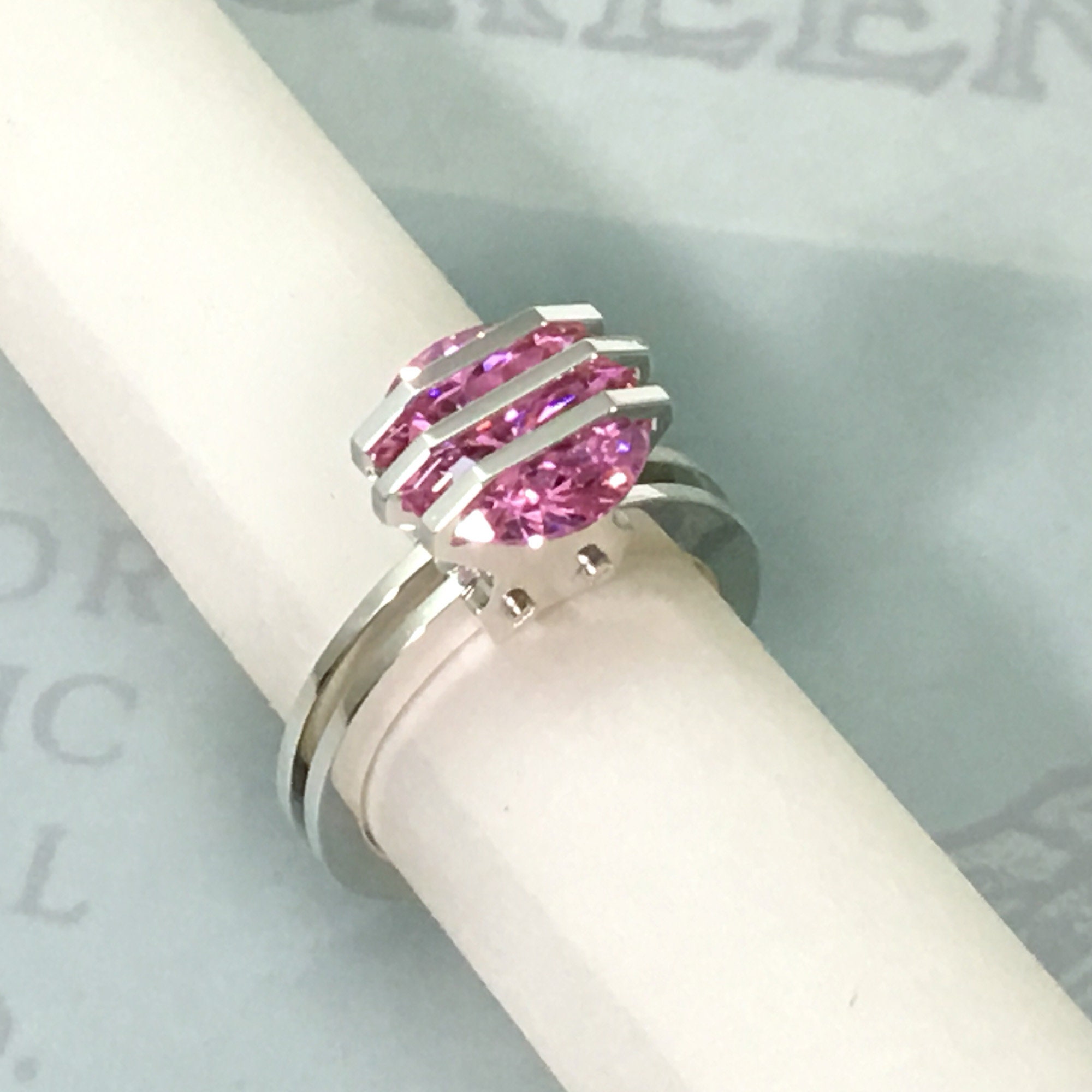 Three Parallel Lines CZ Ring - Etsy