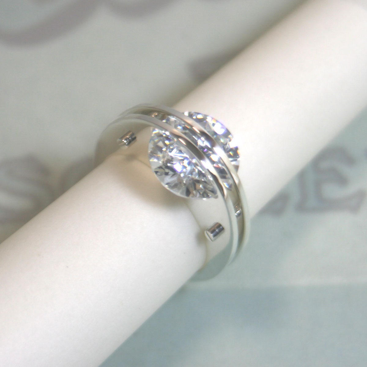 The Parallel Lines Ring Silver Cubiczirconia - Etsy